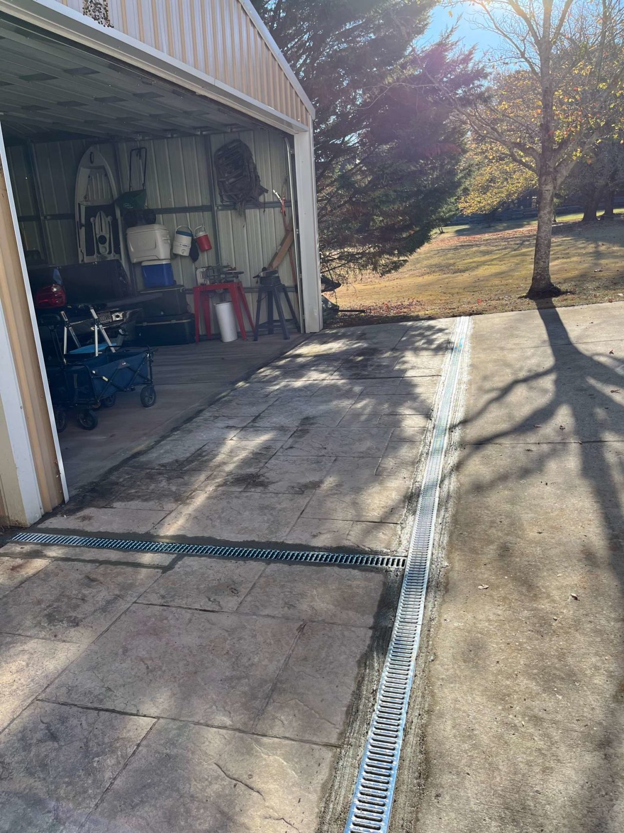 Scottsboro, AL, Garage Water Intrusion Solution: Trench Drain Case Study